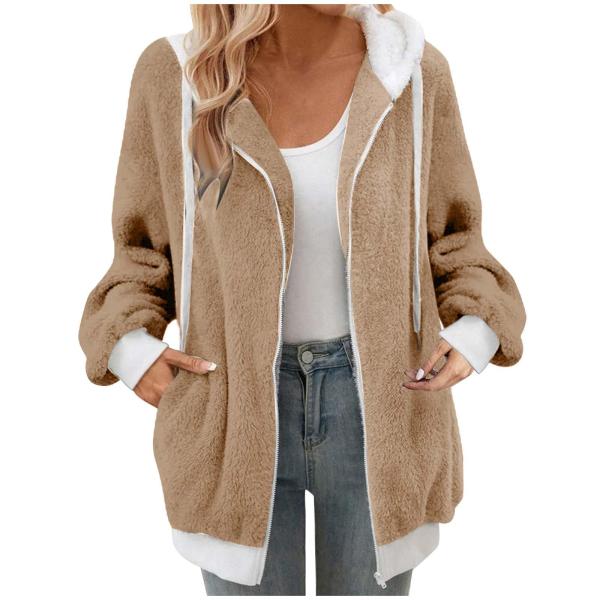 商品名:  Las mejores ofertas navide〓as Women's Full Zip Up Fuzzy Hoodies Long Sleeve Color Block/Solid Sherpa Fleece Hooded...