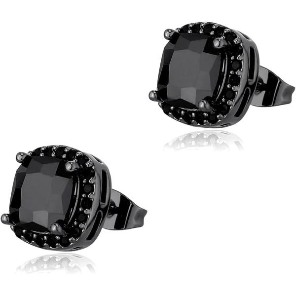 商品名TOPGRILLZ 925スターリングシルバー スクエアスタッドピアス Aretes Para Hombre 14Kゴールドメッキ キュービックジルコニア ソリティアダイヤモンド アイスアウト スタッド ヘイロー ビッグイヤリング メ...