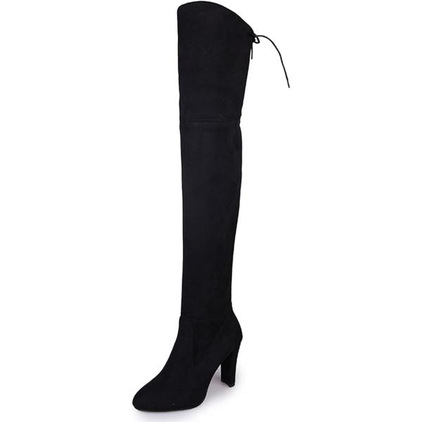商品名JWSVBF Womens Slim Thigh High Boots Lace Up Pointed Toes Stilettos, Casual Low Heel Fashion Platform Open Toe Denim C...
