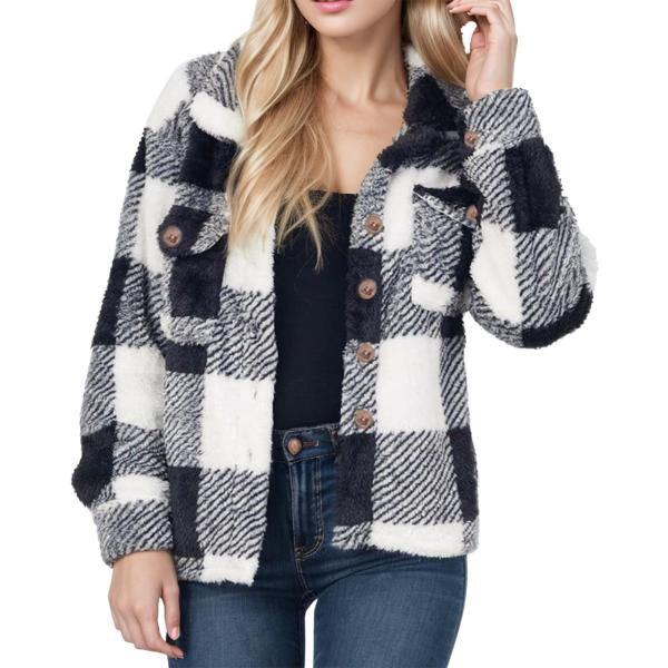 商品名:  PLENTOP Winter Coats For Women Corduroy Sherpa Jacket for Women Button Down Fleece Fur Collar Winter Warm Coat Fal...