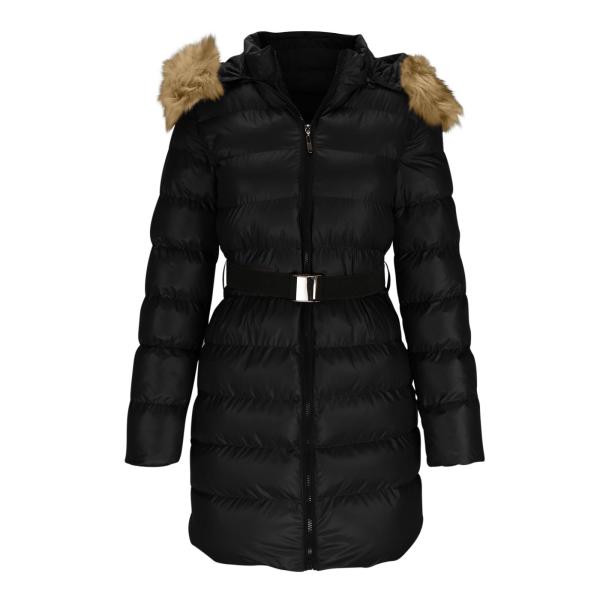 商品名:  Belted Puffer Coats for Women, Long Quilted Jackets Fur Trim Hood Long Sleeve Zip Padded Down Coats Winter Outerwe...