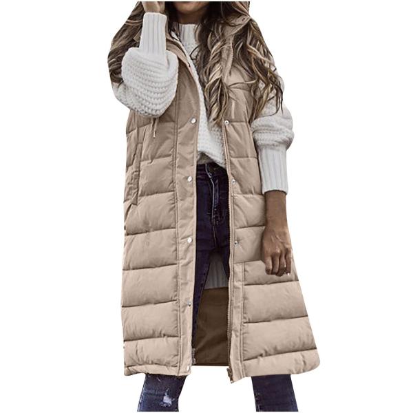 商品名:  TUNUSKAT Girls, Long Puffer Vest Women Plus Size Winter Coats Sleeveless Hoodie Jacket Full Zipper Down Coat Warm ...