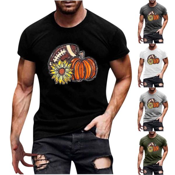 商品名:  Crop Jackets for Men 2023 2024 Camisetas del D〓a de Acci〓n de Gracias Hombre Camisetas Manga Corta con Cuello Redo...