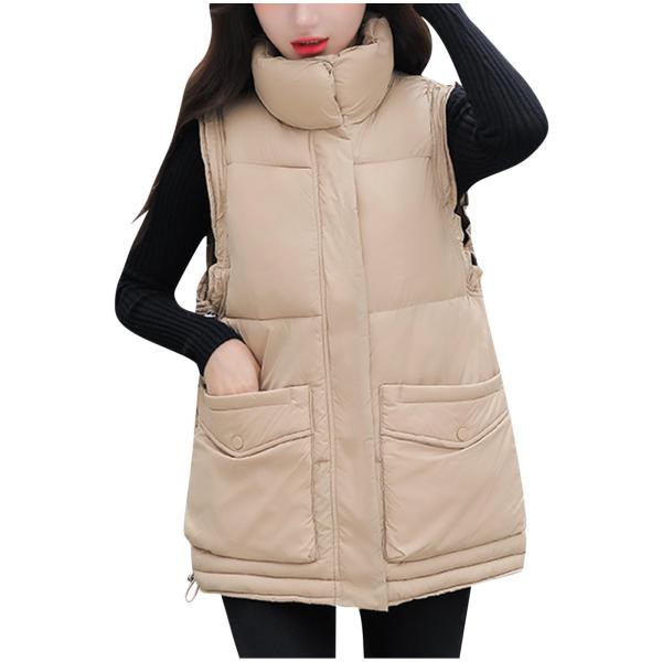 商品名:  L-26 Khaki Womens Sleeveless Outfit Relaxed Fit Plus Size Puffer Jackets Hood Coats for Ladies Casual Camisole Tan...