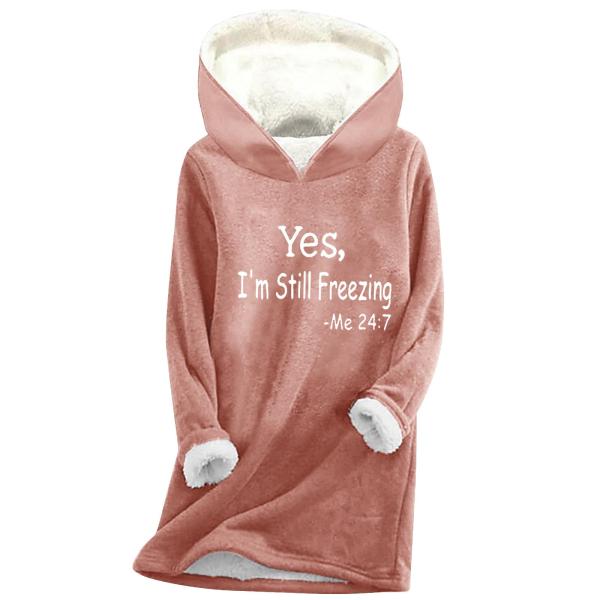 商品名:  Yes,I'm Still Freezing Me 24 7 Fleece Hoodies Women Fuzzy Sherpa Lined Pullover Tops Funny Letter Print Winter Pin...