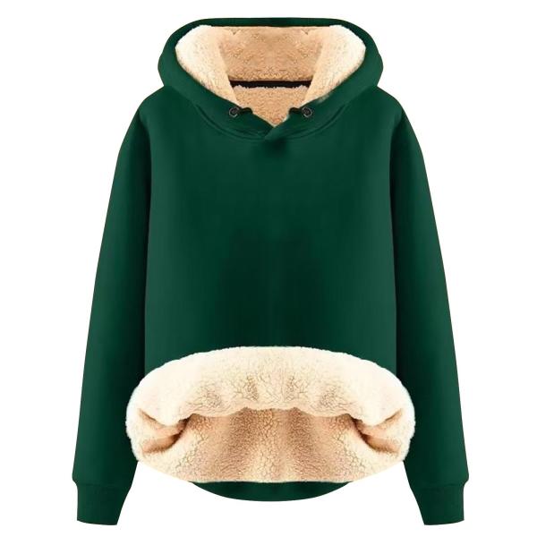 商品名:  Women's Long Sleeved Solid Color Velvet Warm Round Neck Casual Hooded Sweatshirt Crop Fleece Sweater (Green-a, XXX...