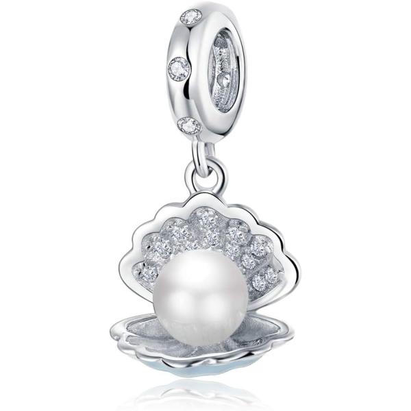 商品名VOROCO 925スターリングシルバーチャーム ブレスレットとネックレス用 パールバタフライ 無限 ローズハートクラウン ライフフラワー タートルビーズ チャーム ジュエリーギフト レディース ガールズ, スターリングシルバー, キ...