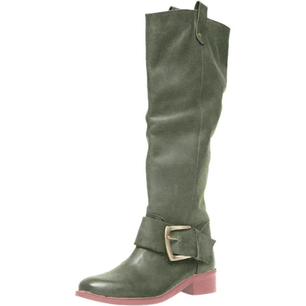 商品名BADHUB Women Wide Calf Knee High Boots Low Stacked Heel Riding Combat Boots 2023 Fall Winter 2024 Spring Holiday Clea...