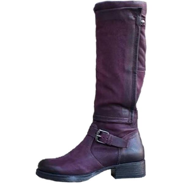 商品名BADHUB Women Wide Calf Knee High Boots Low Stacked Heel Riding Combat Boots 2023 Fall Winter 2024 Spring Holiday Clea...