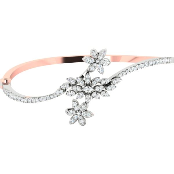 商品名Venus Joolz 925 Sterling Silver 7.5"" inch Cuff Bangle Bracelet Rose Gold Plated Pave Set VVS Simulated Diamonds Bypa...