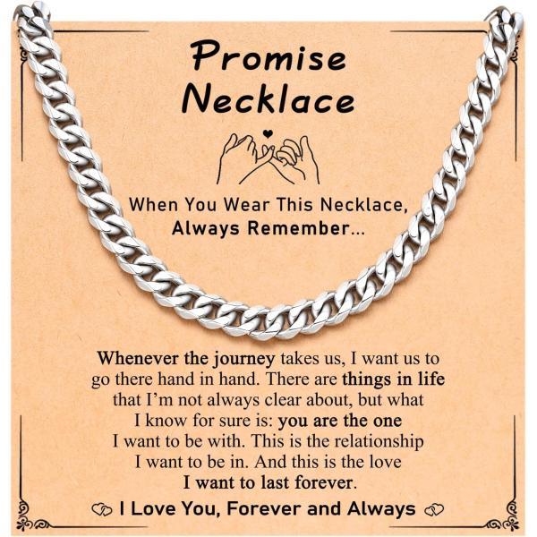 商品名PINKDODO プロミスネックレス メンズ ステンレススチール キューバリンクネックレス 誕生日 クリスマス 記念日 バレンタインデー 彼氏 夫 息子 兄弟 男性, ステンレス鋼, 宝石なしPINKDODO Promise Neck...