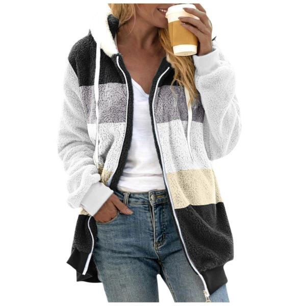 商品名:  Womens Winter Coat, Fashion Stitching Loose Hoodies Long Sleeve Plush Zipper Coat Fall Jackets Trendy Cute For Wom...