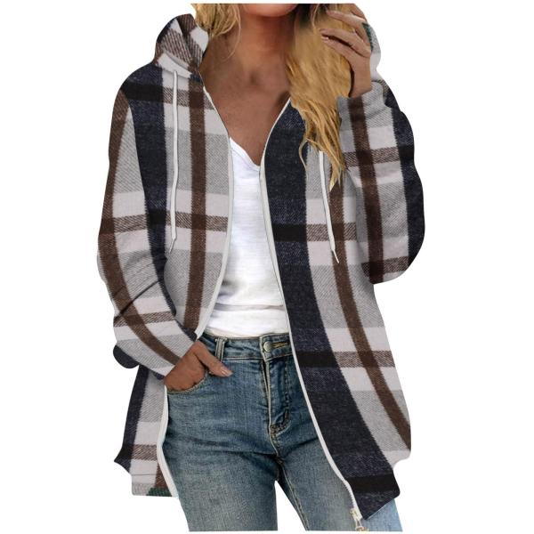 商品名:  LEMONONSTORE Women's Plus Size Plaid Shacket Jackets Casual Zip Up Hoodie Lightweight Tshirt Coats Fall Clothes Ou...