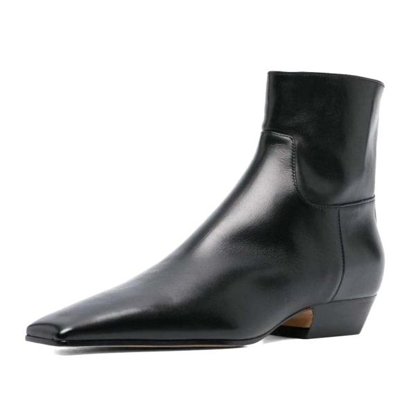 商品名:  miss left Women's Square Closed Toe Low Chunky Heel Ankle Booties Chic Zip Up Flat Short Boots Trendy Cold Weather...