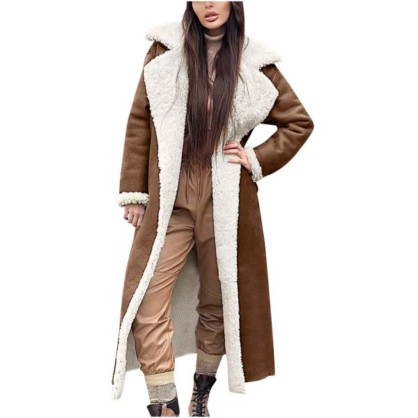 商品名:  Binmer Women Winter Warm Sherpa Lined Faux Suede Coat Maxi Jacket Thicken Cold Weather Thermal Open Front Faux Fur...