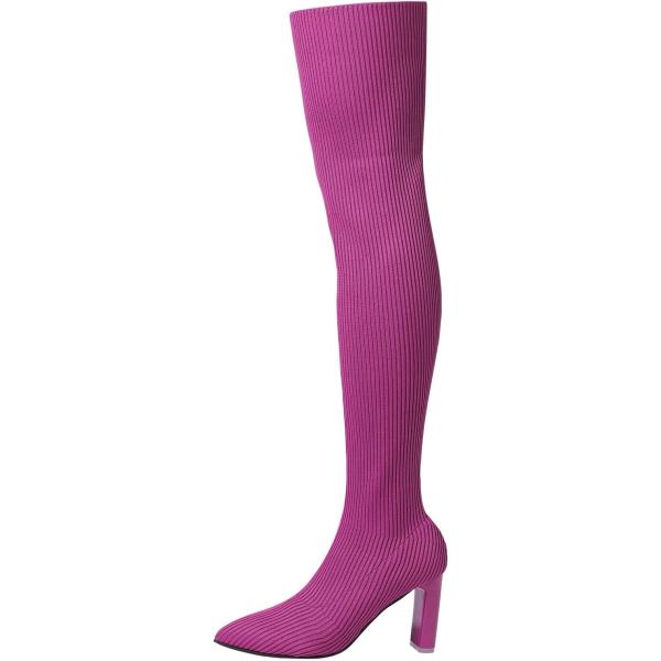 商品名JWSVBF Women's Platform Over the Knee Boots Lug Sole Round Toe Tall Black Boots for Women No Heel Knee High Slippers ...