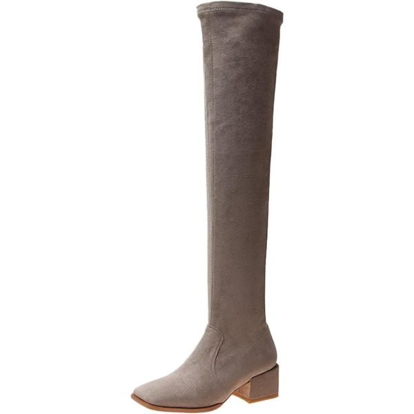 商品名JWSVBF Women's Thigh High Over the Knee Boots Suede Long Boot Black Boots for Women No Heel Kneehigh Boots Over the K...