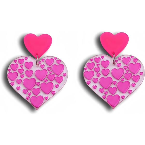 商品名KATOCHUG Swifts Double Lover Heart Earrings for Women Concert Trendy Earrings Dangle Earrings for Women Love Heart Dr...