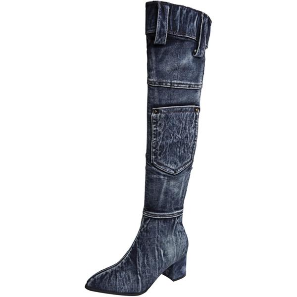 商品名JWSVBF Women Over the Knee High Low Block Heel Boots Fashion Comfy Beige Knee High Boots for Women Women Boots Size 1...
