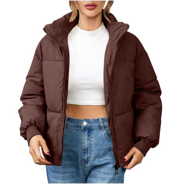 商品名:  oelaio Christmas Deals, Women's Quilted Puffer Jackets Button Down Long Sleeve Loose Solid Winter Coats Warm Light...