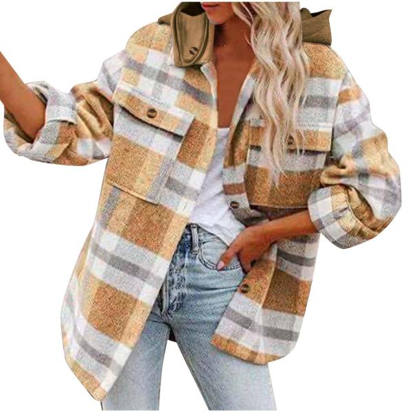 商品名:  Palaver Brown Plaid Shirt Women Fall Outfits Women Trendy Plus Size Women Coat Cute Clothes Shacket Jacket Women P...