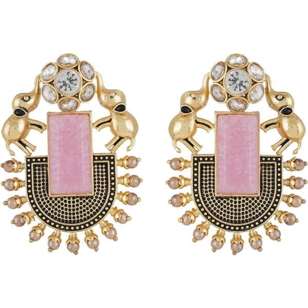 商品名Jwellmart Traditional Silver Gold Oxidised Large Studs German Silver Jhumka Combo Chand Baliyan Earrings Set for Wome...