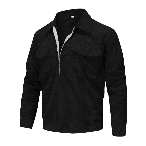 商品名:  U-40 Black High Neck Spandex Corduroy Jacket for Man Fall Winter Long Sleeve Lounge Plain Jacket Coats Mens 2024 C...