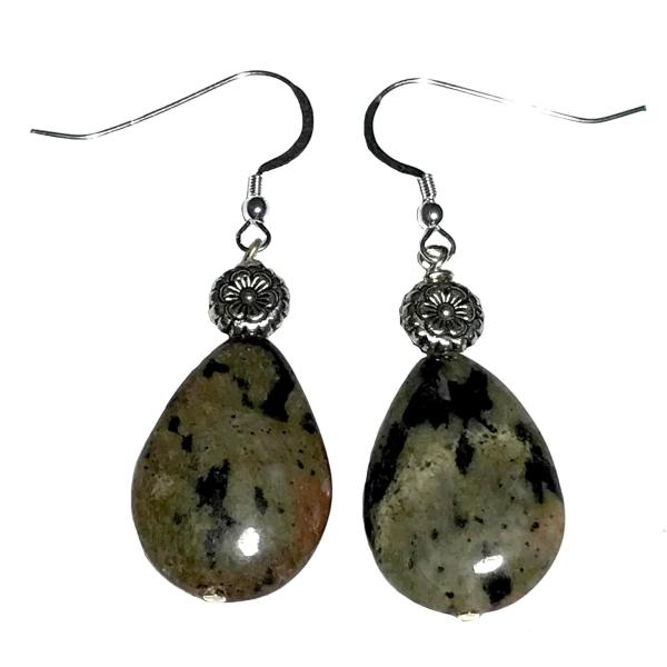 商品名Green Jasper Earrings; Multi color gemstone beads; Sterling silver; Gift for her women mother daughter wife sister; V...