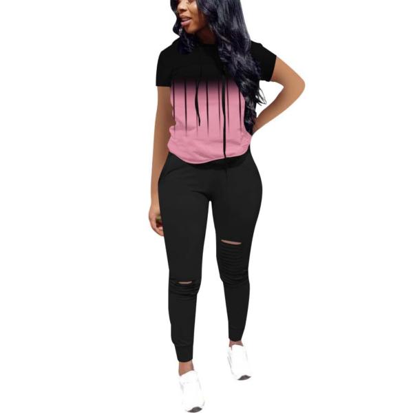 商品名:  Nimsruc Two Piece Outfits For Women Summer Womens Sweatsuits Sets Jogger Set Tracksuit Black Pink Gradient Lブランド: ...