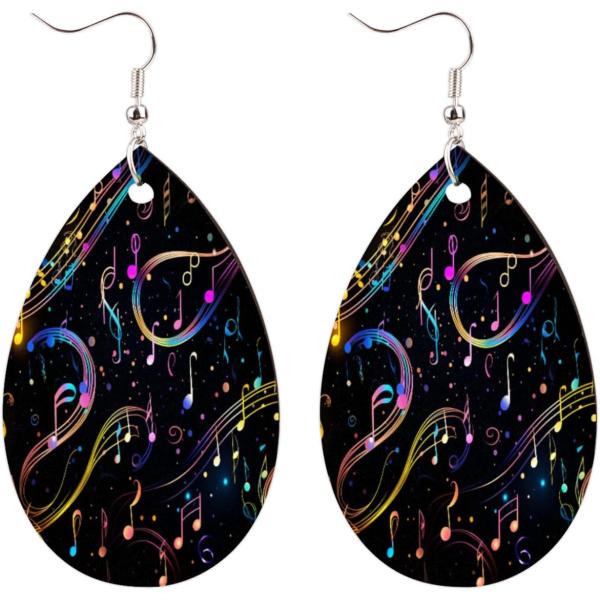 商品名Music Note Musical Teardrop Earrings for Women Girls, Wood Teardrop Dangle Earrings Lightweight Wooden Drop Dangle Ea...