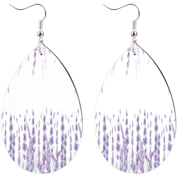 商品名Flower Lavander Purple Floral Teardrop Earrings for Women Girls, Wood Teardrop Dangle Earrings Lightweight Wooden Dro...