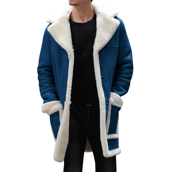 商品名:  AITEQY Mens Sherpa Fleece Lined Long Jacket Winter Fur Collar Trench Coat Single Breasted Pea Coat Casual Warm Ove...