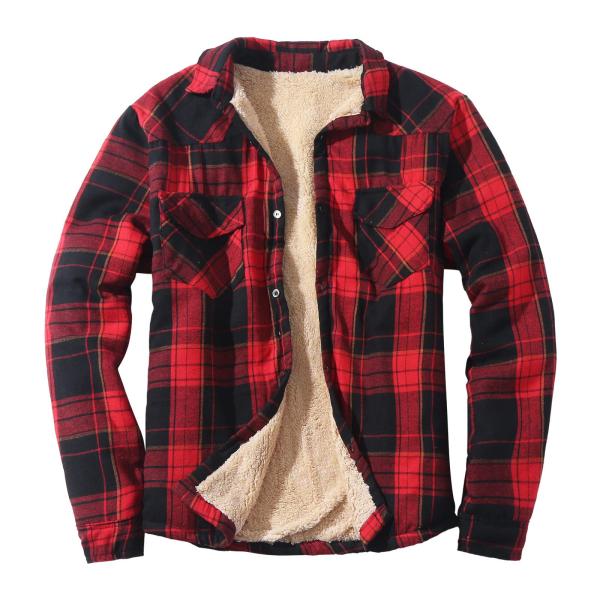 商品名:  AITEQY Mens Sherpa Lined Plaid Flannel Shirt Jacket Casual Cotton Button Down Warm Work JacketsOutdoor Long Sleeve...