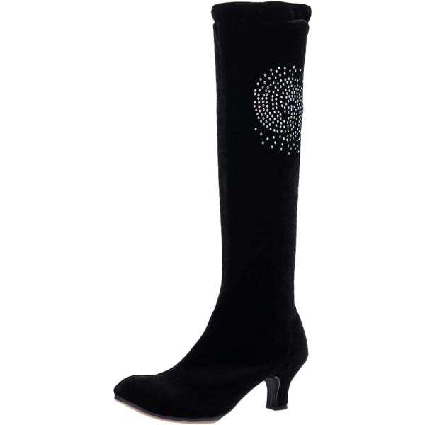 商品名Ladies Rhinestone Starry Sky Pattern Dancing Boots Mid Length Boots Ladies Winter Casual Womens Boots Mid Calf No Hee...