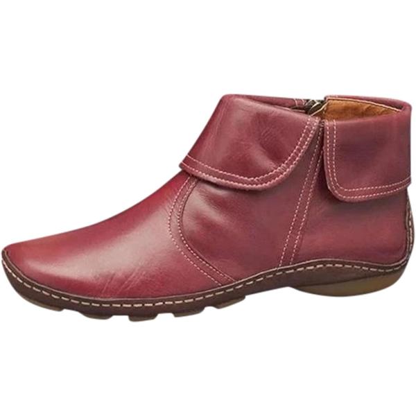 商品名NEBZCIV Woman Boots Women's Leather Flat Boots 2024 Casual Side Zipper Ankle Boots for Women Low Heel Solid Fold Over...