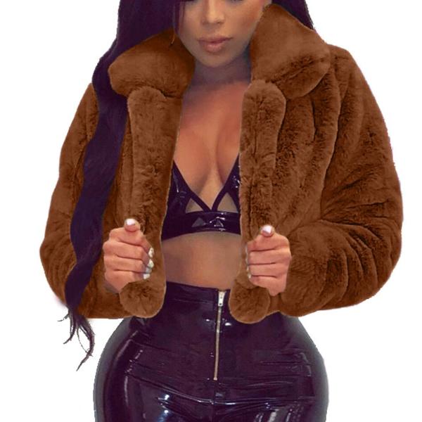 商品名:  Flash Sales Today Faux Fur Coat Women Short Warm Fluffy Jacket Turn Down Collar Loose Outerwear Cozy Long Sleeve W...