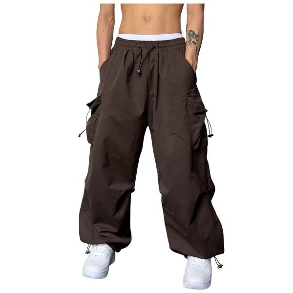 商品名:  Mens High Waisted Pants Loose Fit Quick Dry Cargo Tactical Pants Wide-Legged Flap Pocket Trousers for Hiking Runni...