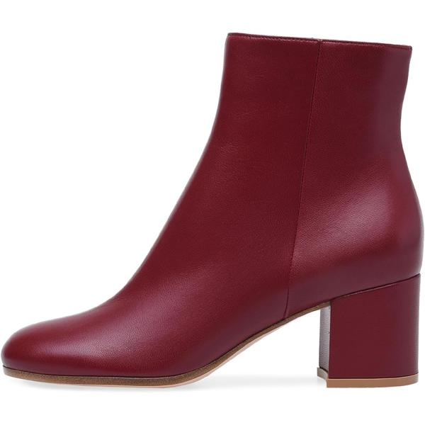 商品名Round Toe Ankle Boots for Womens Western Fashion leather Dressy Short Boots Classic Solid Color Slip-on Walking Booti...