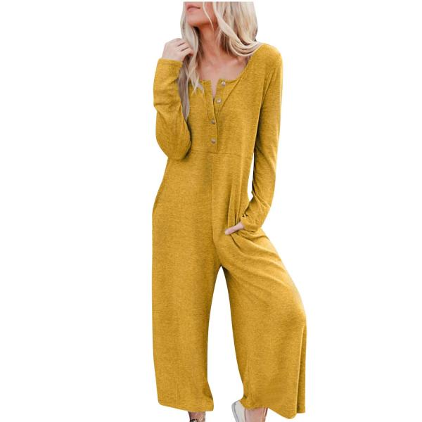 商品名:  Clearance Fitness 5 and Under Womens Wide Leg Capri Jumpsuits Henley Button Down Waffle-Knit Romper Pants with Poc...