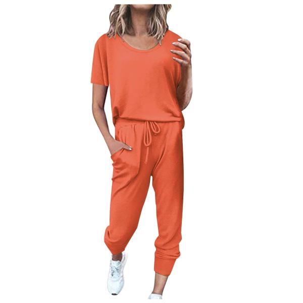 商品名:  Tracksuit Women 2 Piece Jogging Suits for Women Fashion Short Sleeve Sweatsuit Tops With Long Pants Loose Sweatshi...