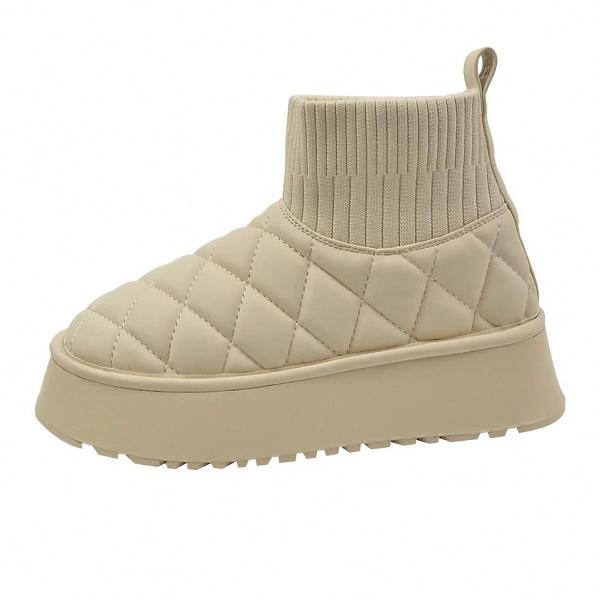 商品名:  Qinhoki Winter Snow Boots for Womens Comfortable Thick Soled Shoes Casual Knitting Slip-On Female Beige 39ブランド: Qi...