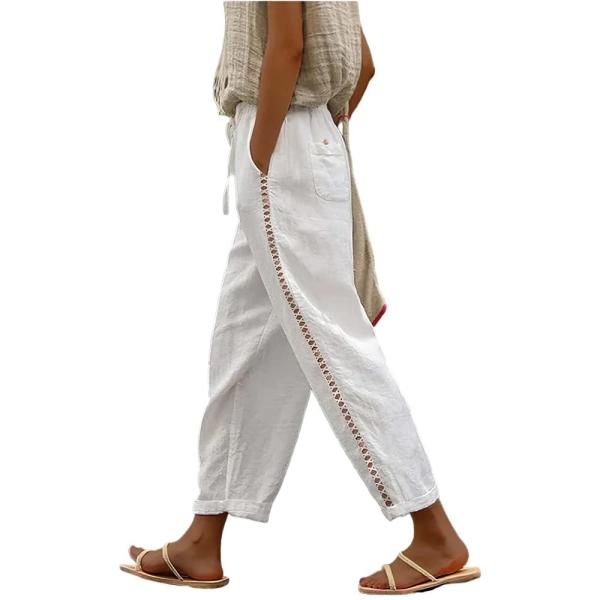 商品名:  DMOYALA White Linen Pants Women Wide Leg Pants Casual Summer Beach Pants Harem Pants Lightweight Crop Pants Mブランド:...