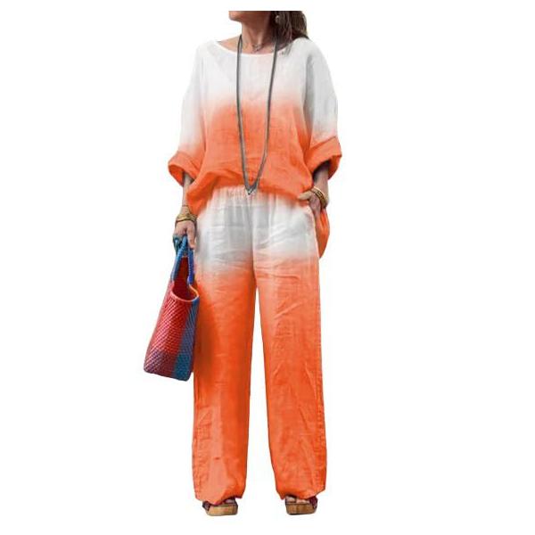 商品名:  DMOYALA Linen Sets for Women 2 Piece Linen Pants Outfits Casual Long Sleeve Shirts and Wide Leg Pant Linen Suits P...