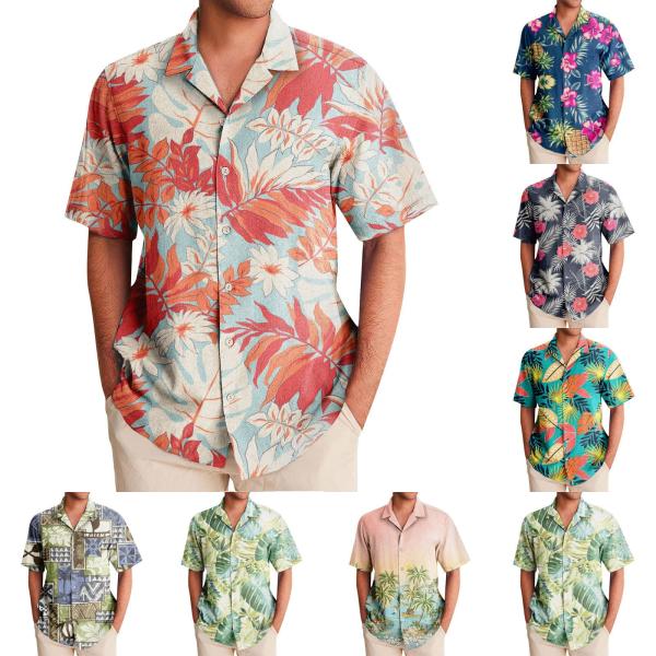 商品名:  Ymosrh Print Button Up Men, Hawaiian Floral Shirts Buttons Up Tropical Holiday Beach Shirts Summer Dress Shirts (L...