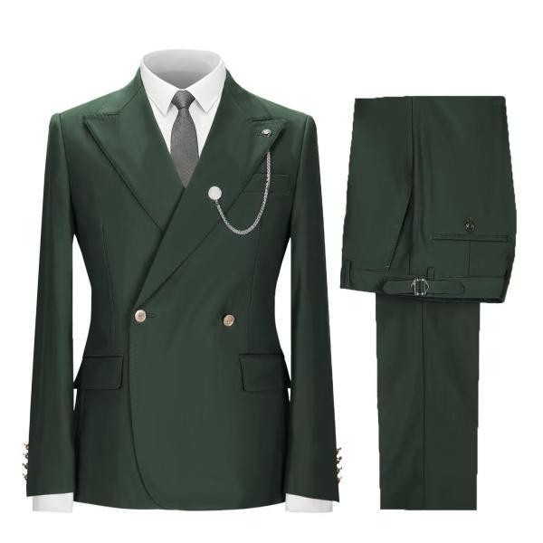 商品名:  Dark Green Suits for Men 2 Piece Slim Fit Double Breasted Stylish Formal Tuxedo Groomsmen Casual Dress Prom Weddin...