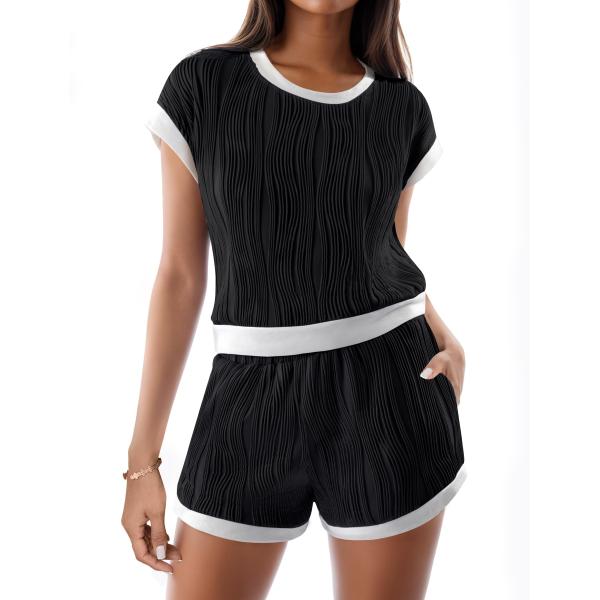 商品名:  BMJL Womens Two Piece Sets Matching Tracksuits Cap Sleeve Tops High Waisted Summer Lounge Sets Vacation Outfits(M,...