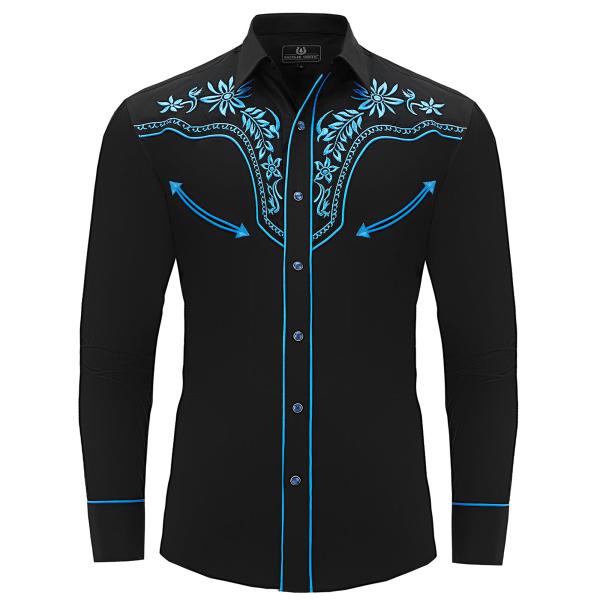 商品名:  SALVAJE OESTE Men's Embroidered Western Cowboy Slim Fit Shirt, Long Sleeve Casual Button Down Shirt with Embroider...
