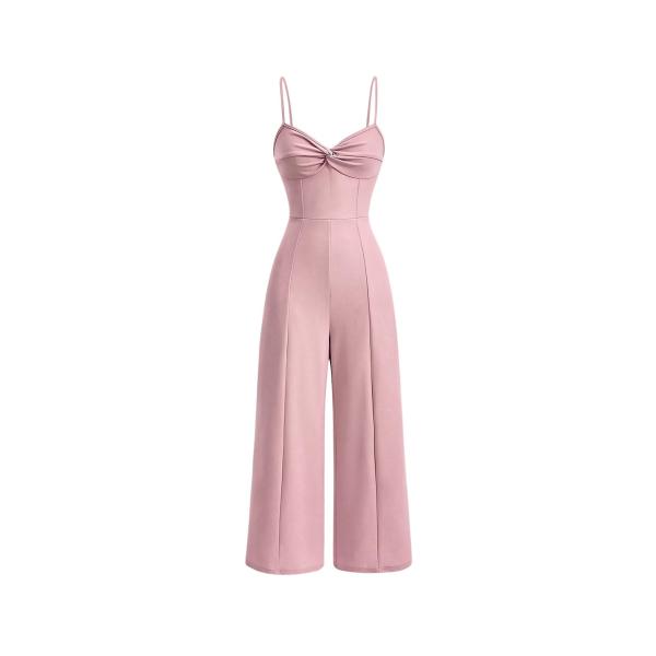 商品名:  Floerns Women's Sleeveless Twist Front Wide Leg Pants Cami Jumpsuit Rompers Pink Mediumブランド: Floerns商品サイズ: Medium高...