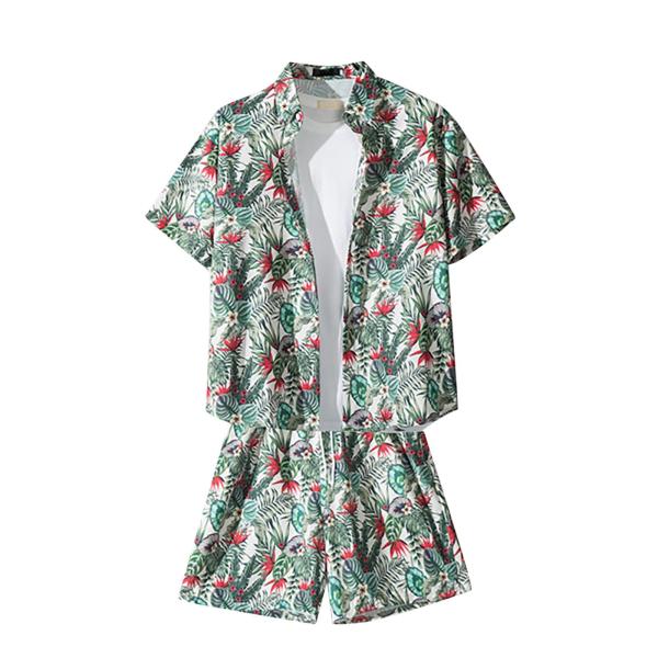 商品名:  Men's Leisure Vacation Beach Flower Shirt Shorts Set Summer Thin Men Vest Suit (Green, L)ブランド: Generic商品サイズ: Large...