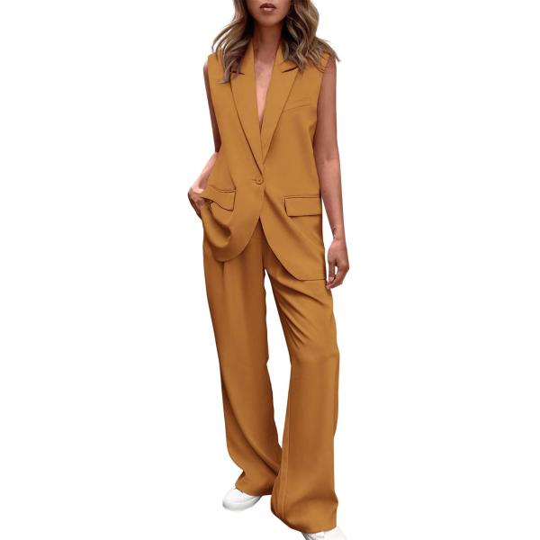 商品名:  discounted items in warehouse deals Summer Women's 2 Piece Sets Sleeveless Suit Vest and Wide Leg Pants Set Casual...
